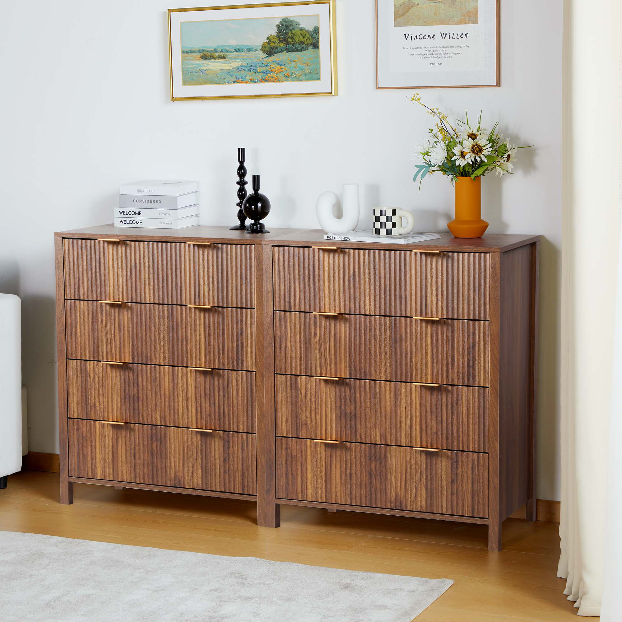 Broderic 4 Drawer Dresser Set of 2 Set of 2 Millwood Pines Color Walnut